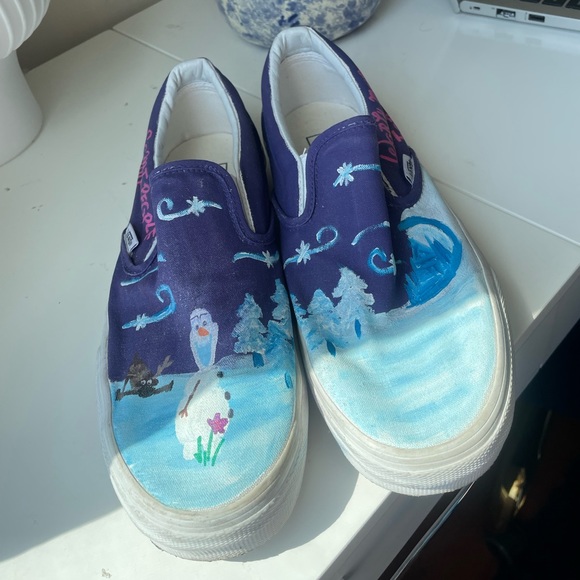 Vans | Shoes | Disneys Frozen Custom Vans Slip Ons | Poshmark